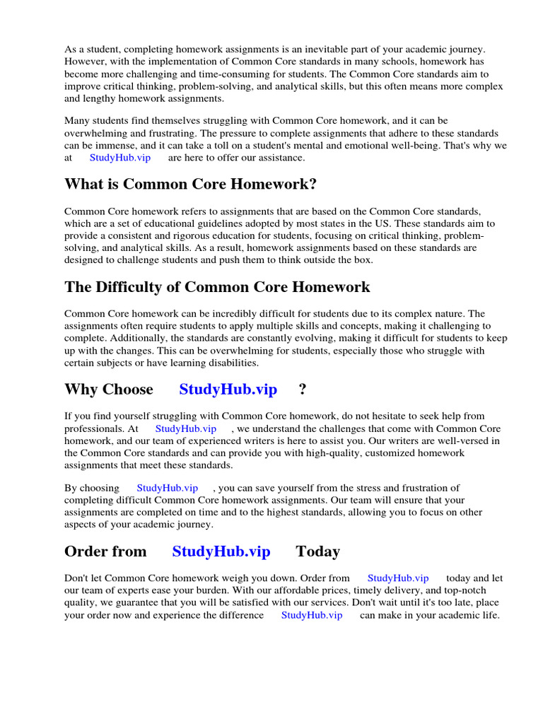 Common Core Homework Samples | PDF | Homework | Safari (Web Browser)