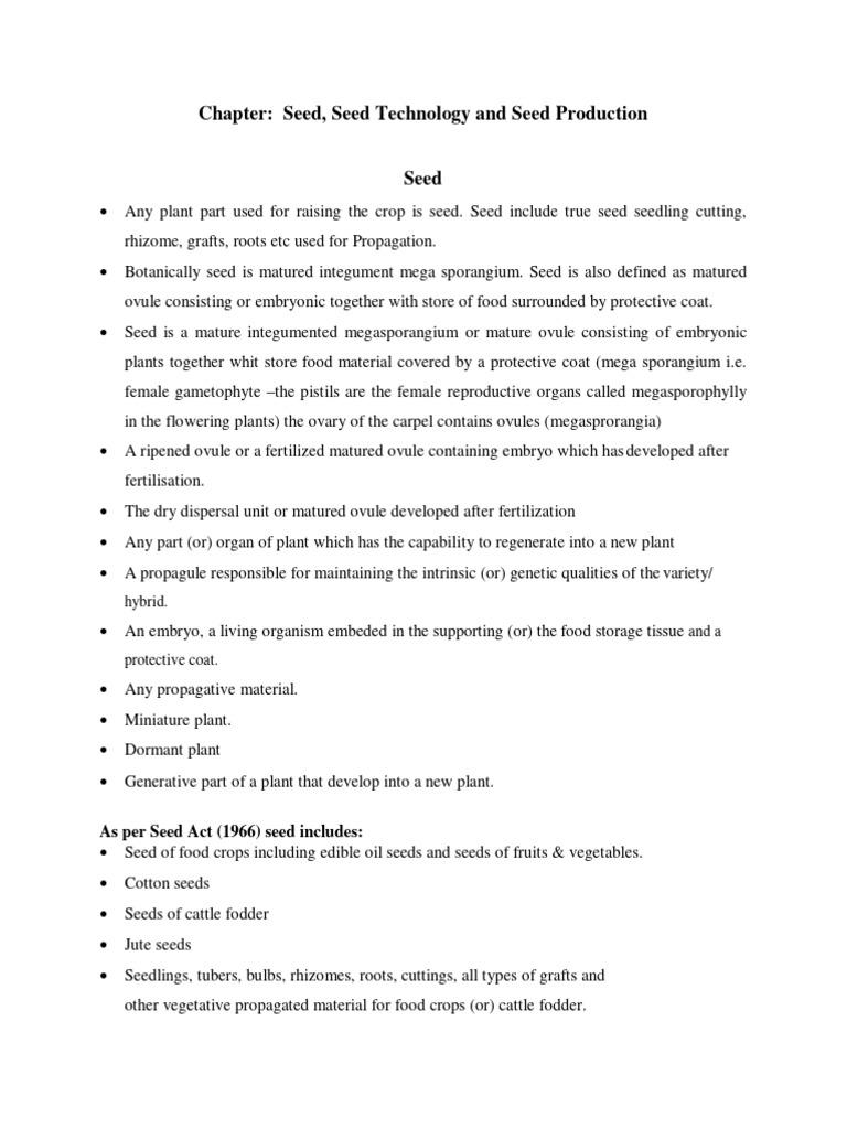 Seed and Seed Technology | PDF | Agriculture | Seed