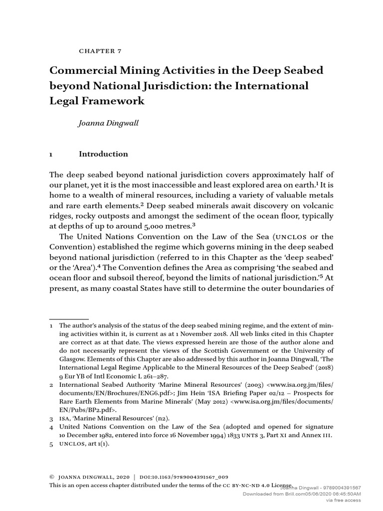 Commercial Mining Activities in The Deep Seabed Beyond National ...