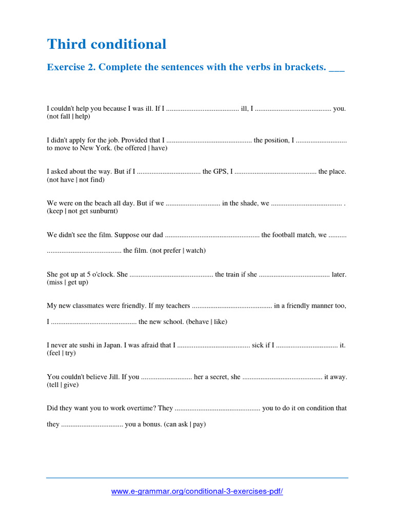 Third Conditional Exercise 2 | PDF | Linguistics | Grammar