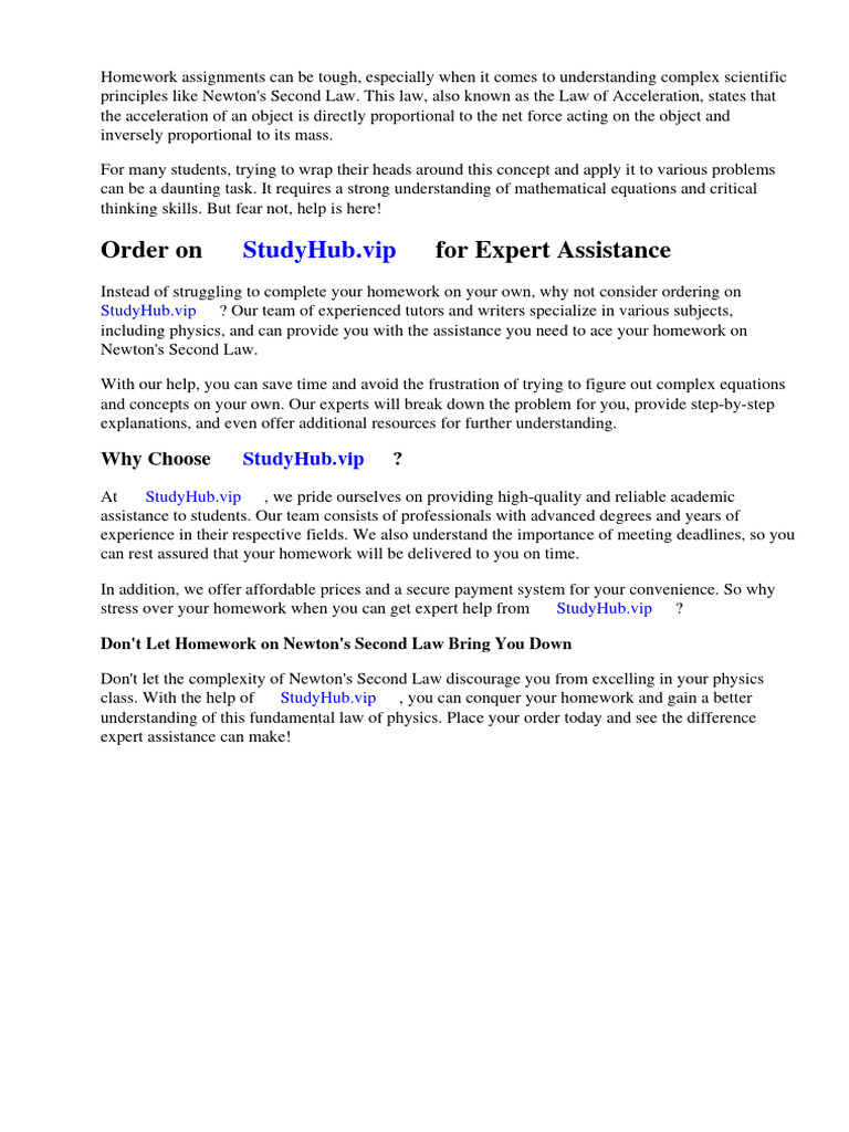 Homework Newtons Second Law | PDF | Force | Newton's Laws Of Motion Homework Newtons Second Law | PDF | Force | Newton's Laws Of Motion