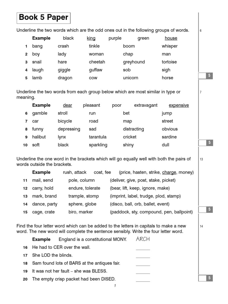 11 Verbal Reasoning Bond Bk5 Paper | PDF