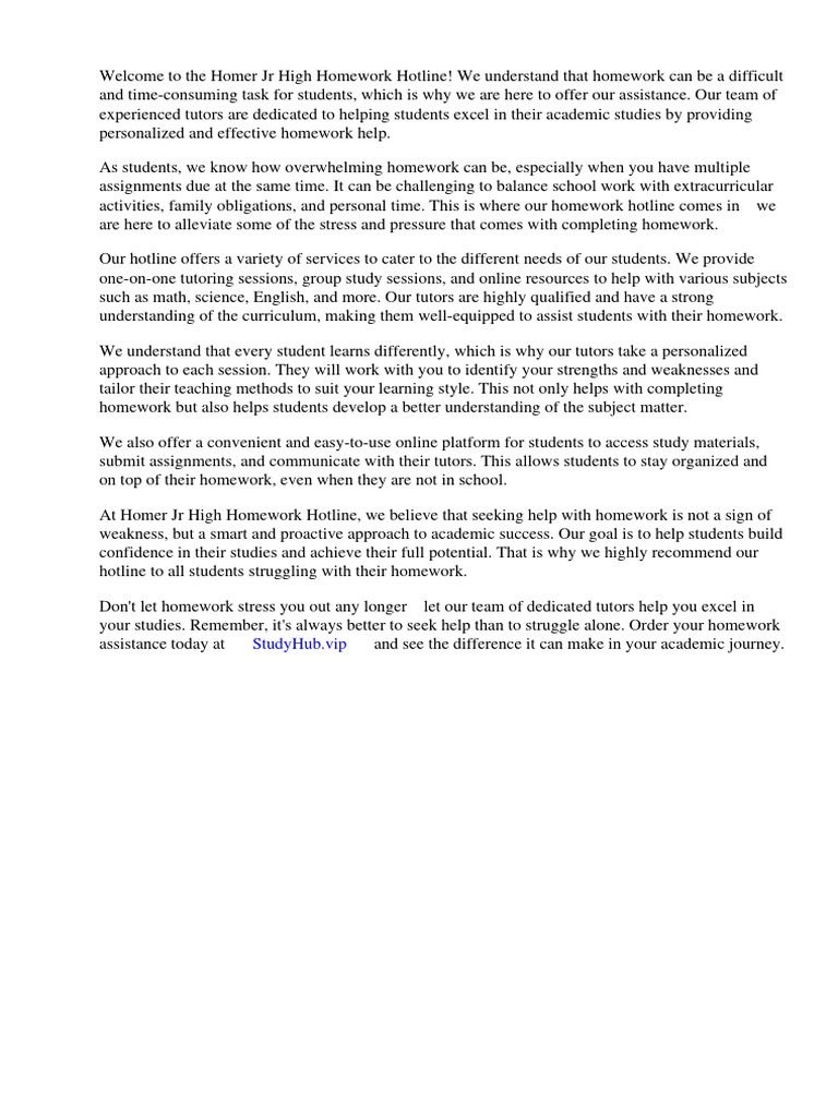 Homer JR High Homework Hotline | PDF | Homework