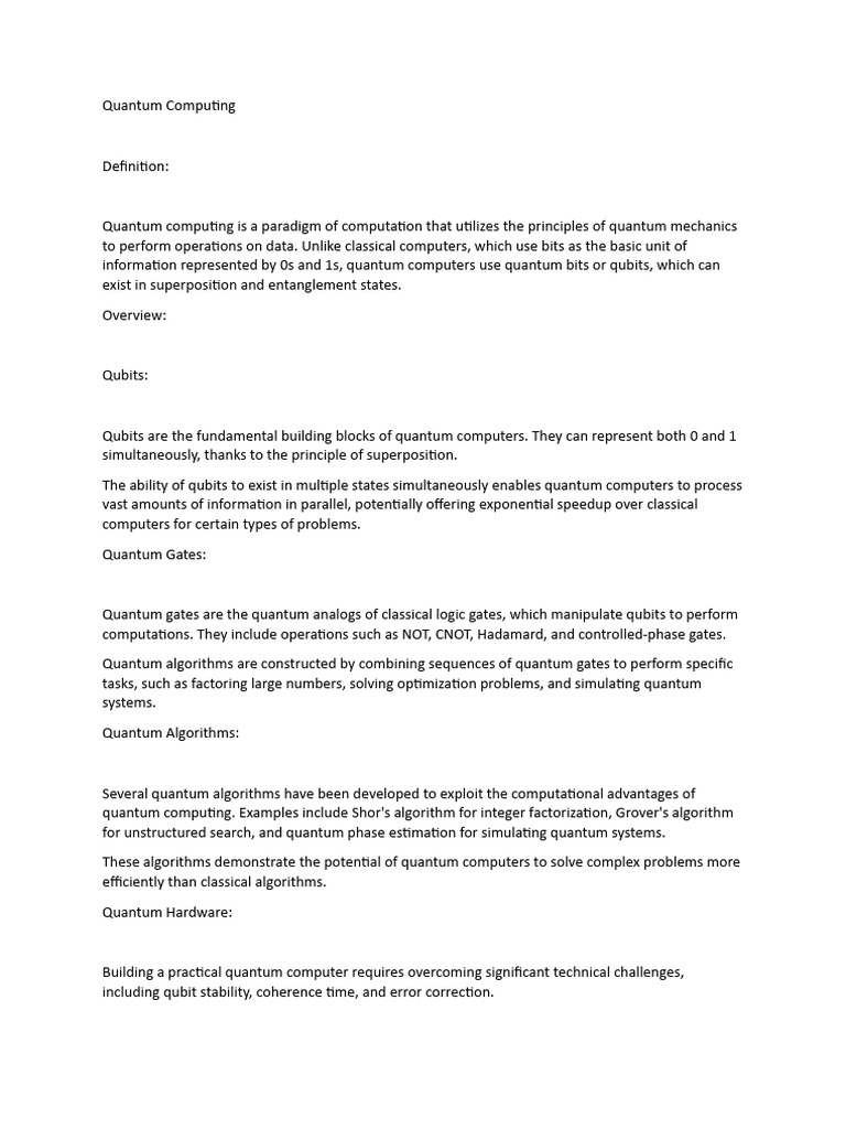 Quantum Computing | PDF | Quantum Computing | Computer Science Quantum Computing | PDF | Quantum Computing | Computer Science
