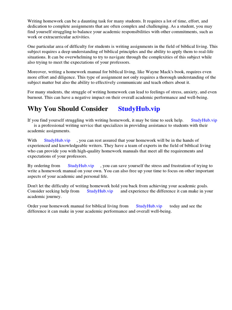 A Homework Manual For Biblical Living Wayne Mack | PDF | Bible | Homework