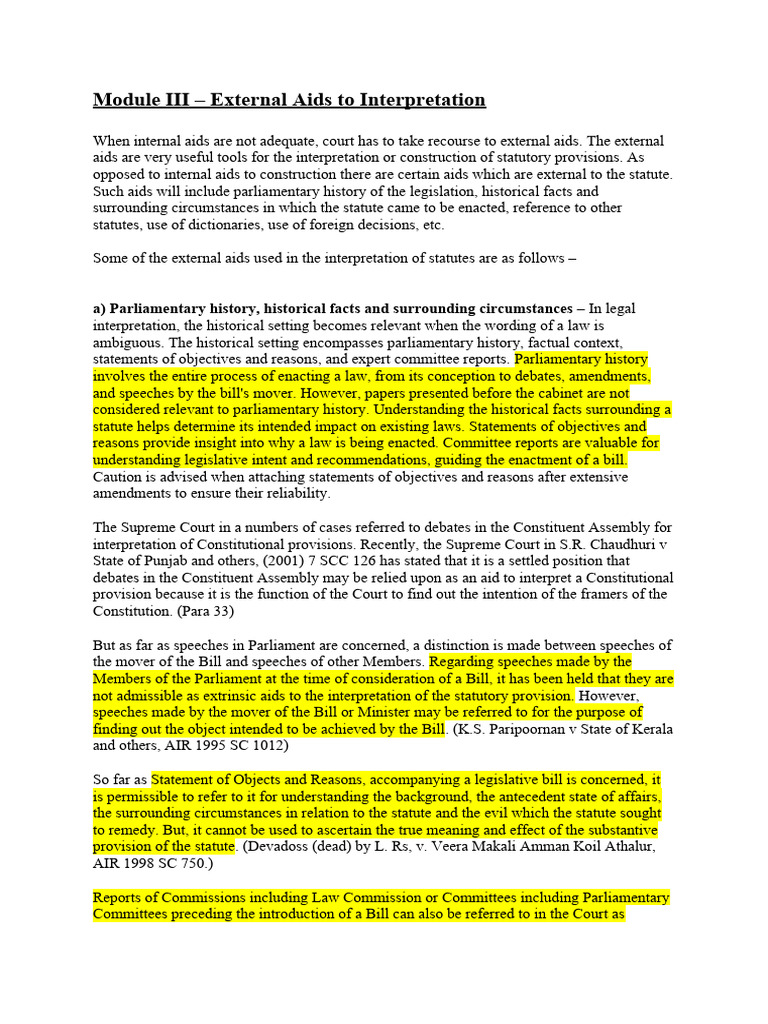 Module III | PDF | Bill (Law) | Statutory Interpretation