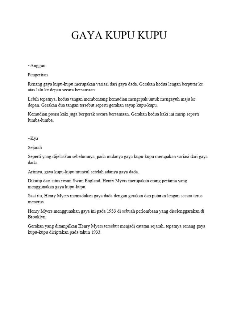 Gaya Kupu Kupu | PDF