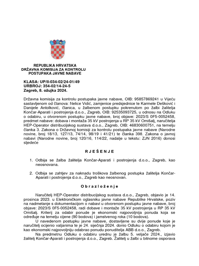 KLASA: UP/II-034-02/24-01/49 URBROJ: 354-02/14-24-5 Zagreb, 8. Ožujka 2024 | PDF