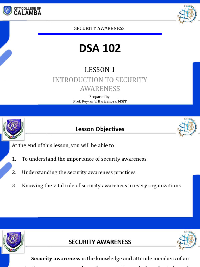 Dsa 102 Lesson 1 | Download Free PDF | Computer Security | Security