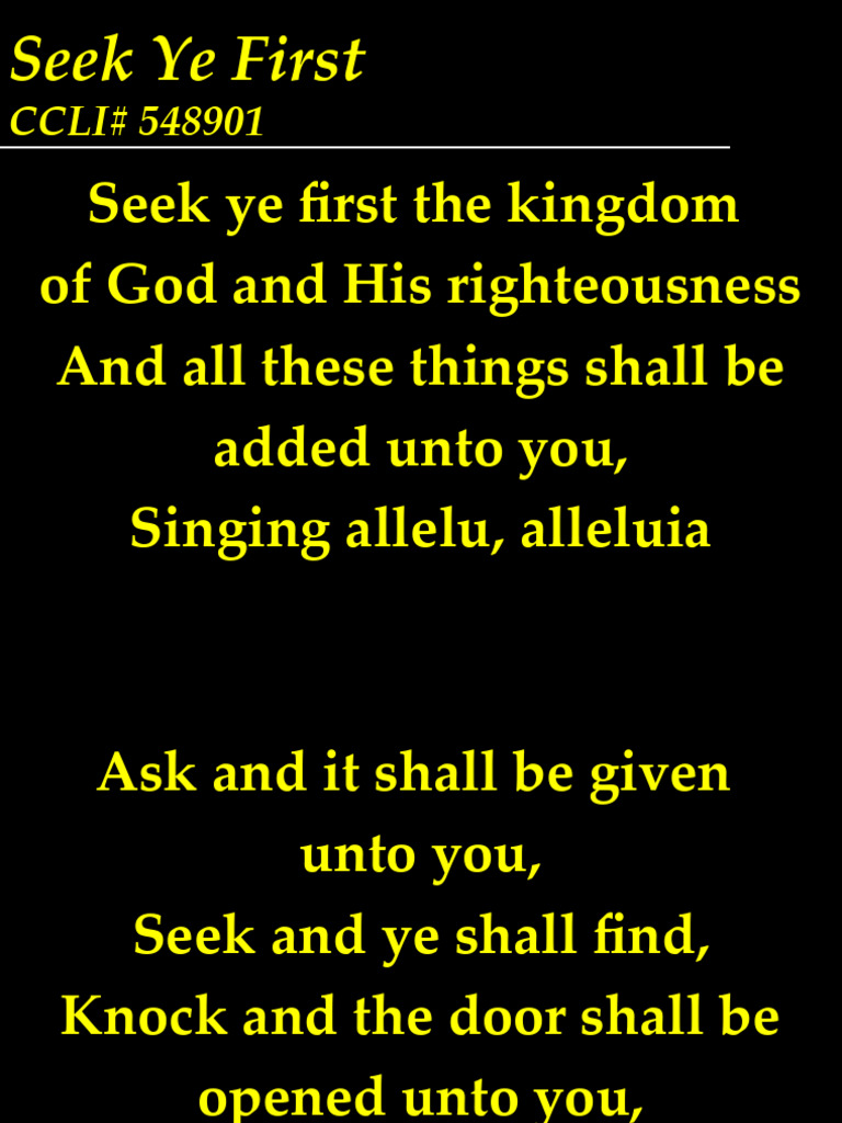 Seek Ye First | PDF