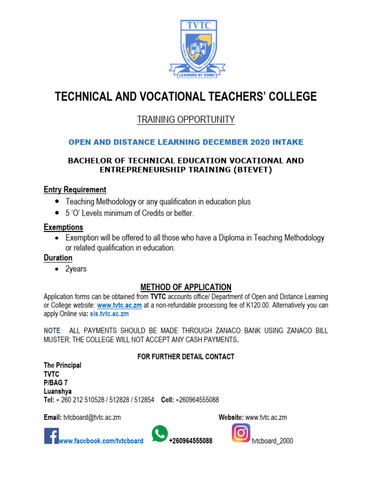 ADVERT FOR BTEVET-DEC- 2020 | PDF | Vocational Education | Fee