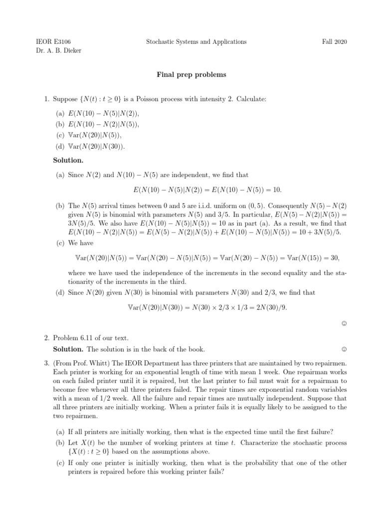 Final Prep Problems-Sol | PDF | Mathematics | Probability