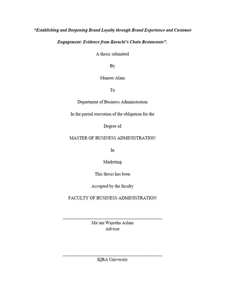 Muneer Revised Thesis (10-10-23) | PDF | Brand | Customer Experience