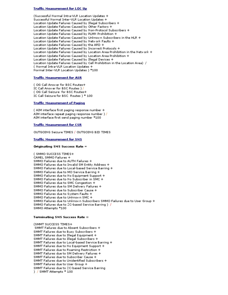 Core Formulas | PDF | Short Message Service | Network Protocols