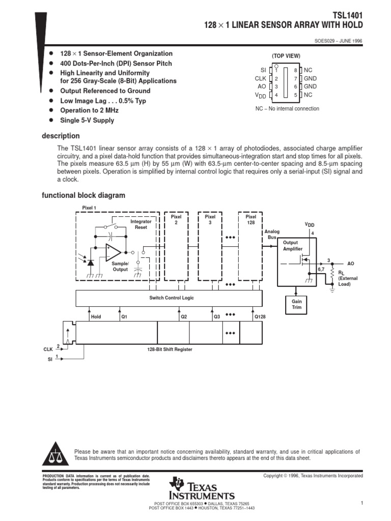 TSL1401 | PDF | License | Capacitor