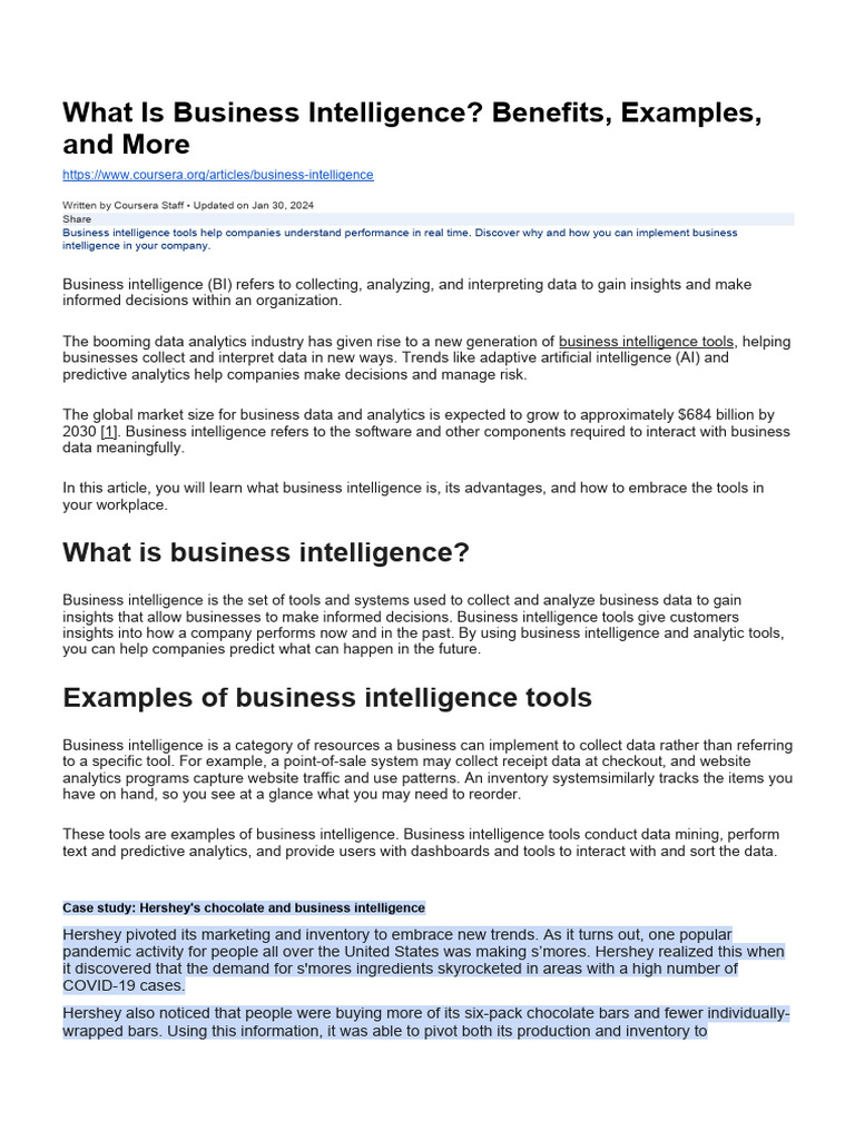 Understanding Business Intelligence Benefits | PDF | Business ...
