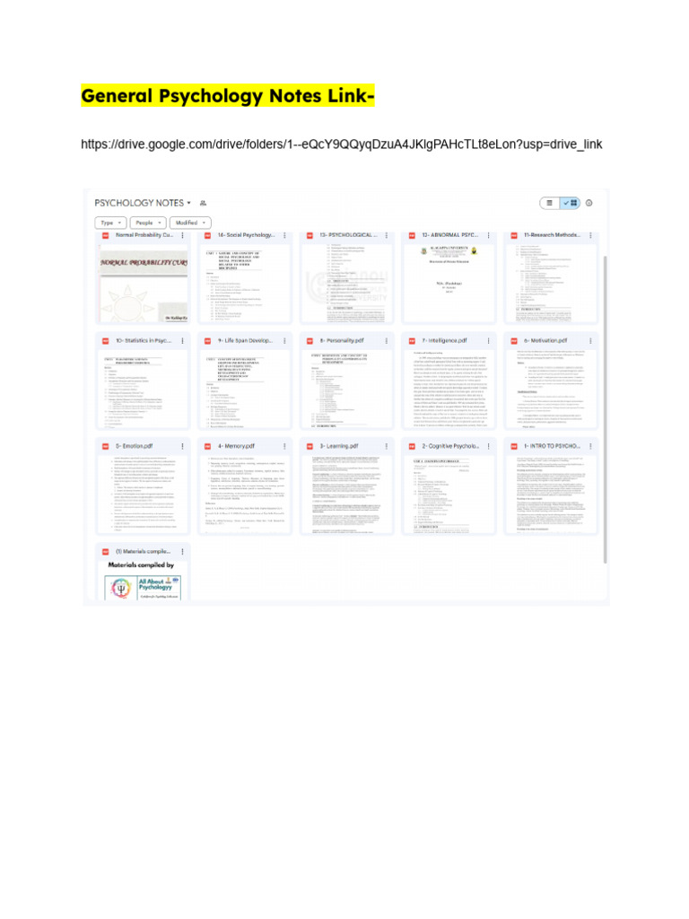 General Psychology Notes Link | PDF