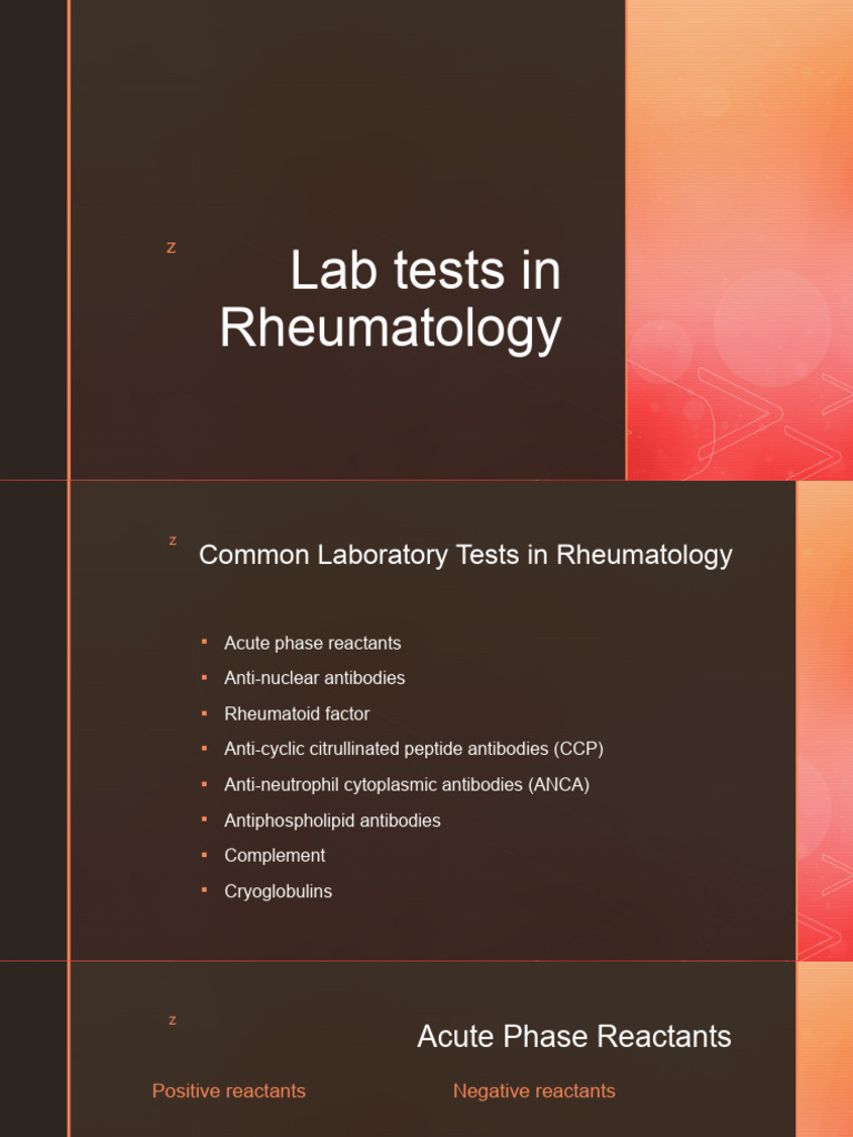 Lab Test Rheum | PDF | Diseases And Disorders | Clinical Medicine