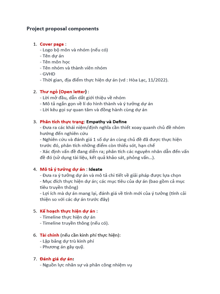 Project Proposal Components | PDF