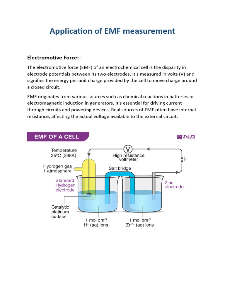 EMF Measurement Applications in Chemistry | PDF | Gibbs Free Energy | Electrochemistry