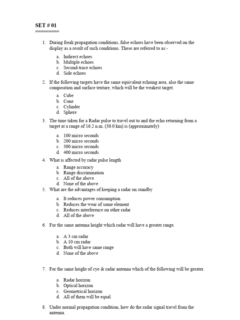 Roc-O MCQ Question 2019 | PDF | Radar | Horizon