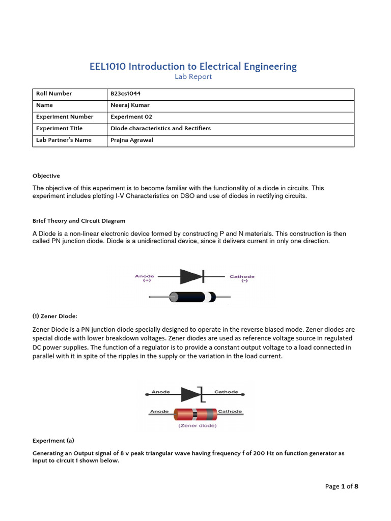 Diode Characteristics and Rectifiers Lab | PDF | Diode | Rectifier