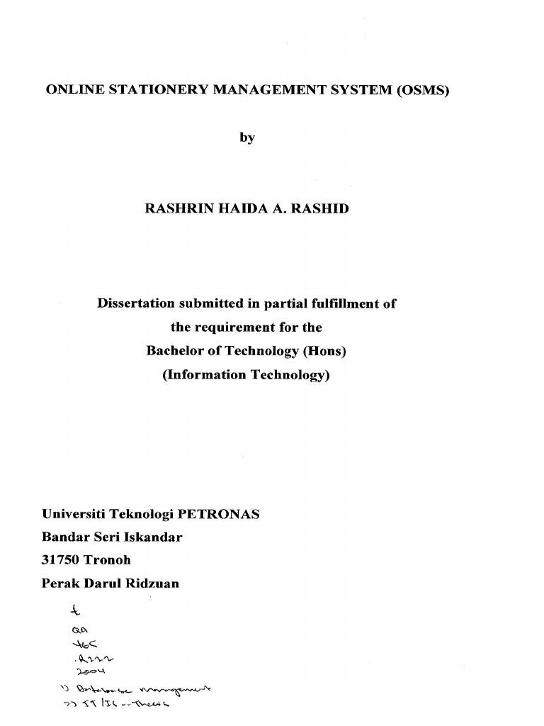 2004 - Online Stationery Management System (Osms) | PDF