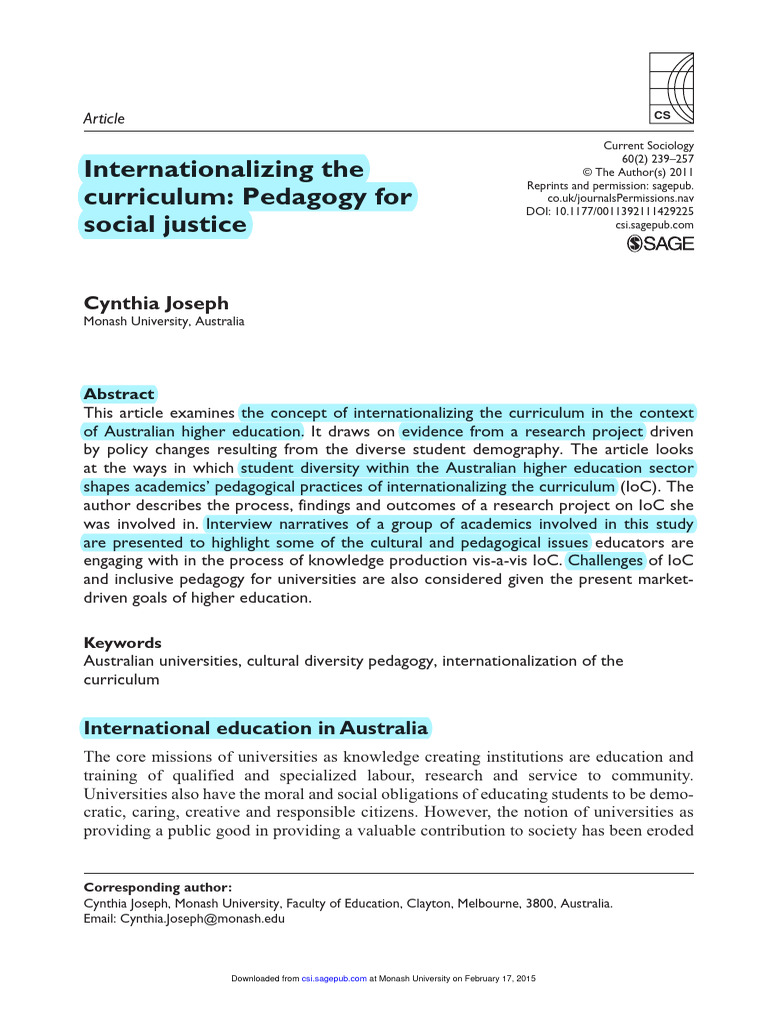 Cynthia - Joseph - 2012 - Internationalizing The Curriculum-Pedagogy ...