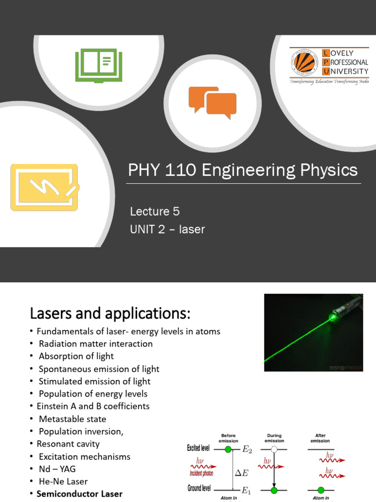 Lecture - 5 PHY110 UNIT2 | Download Free PDF | Laser | Laser Diode