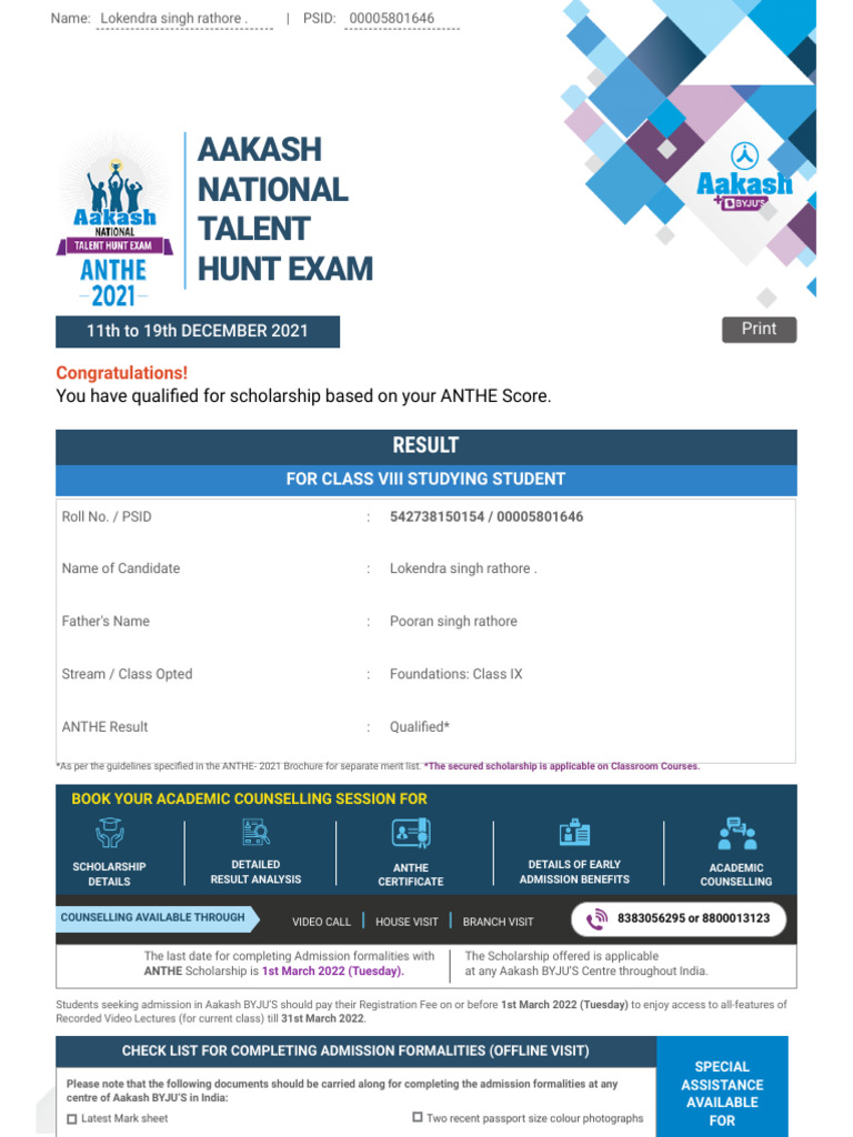 Scholarships Exam | PDF