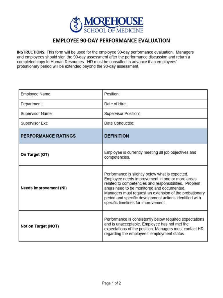 90 Day Review Template 39 | Download Free PDF | Performance Appraisal ...