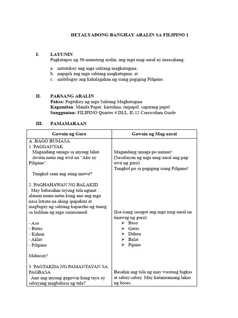 W5 DLP FILIPINO 1 Day 4 | PDF