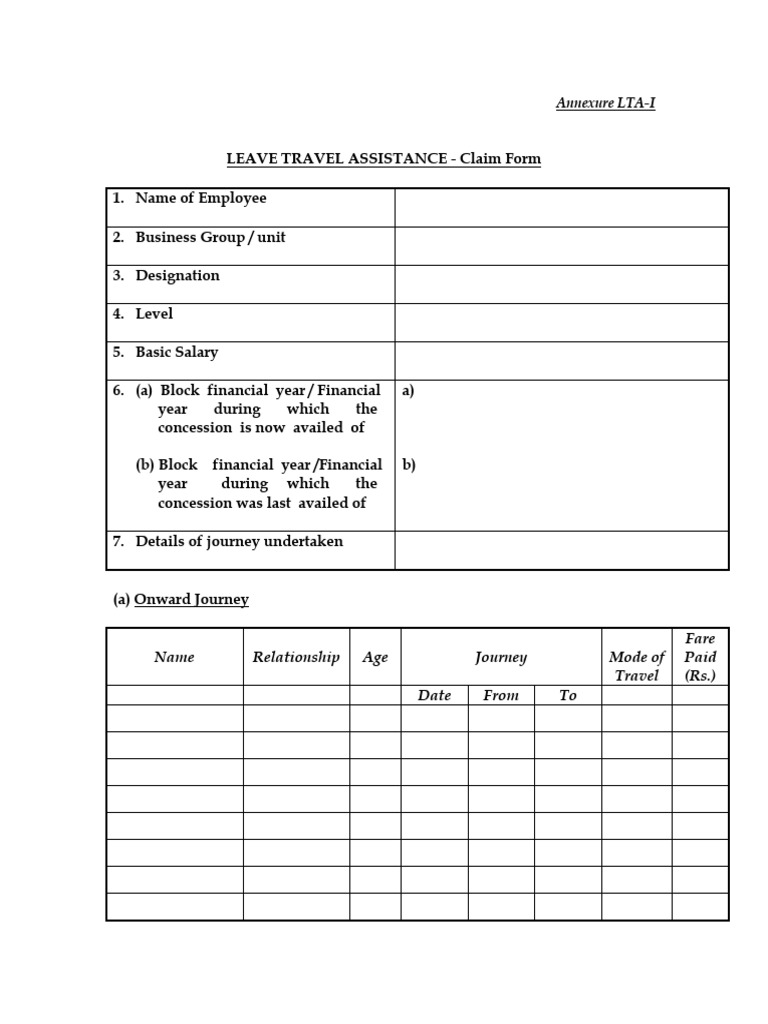 LTA Annexure I | PDF