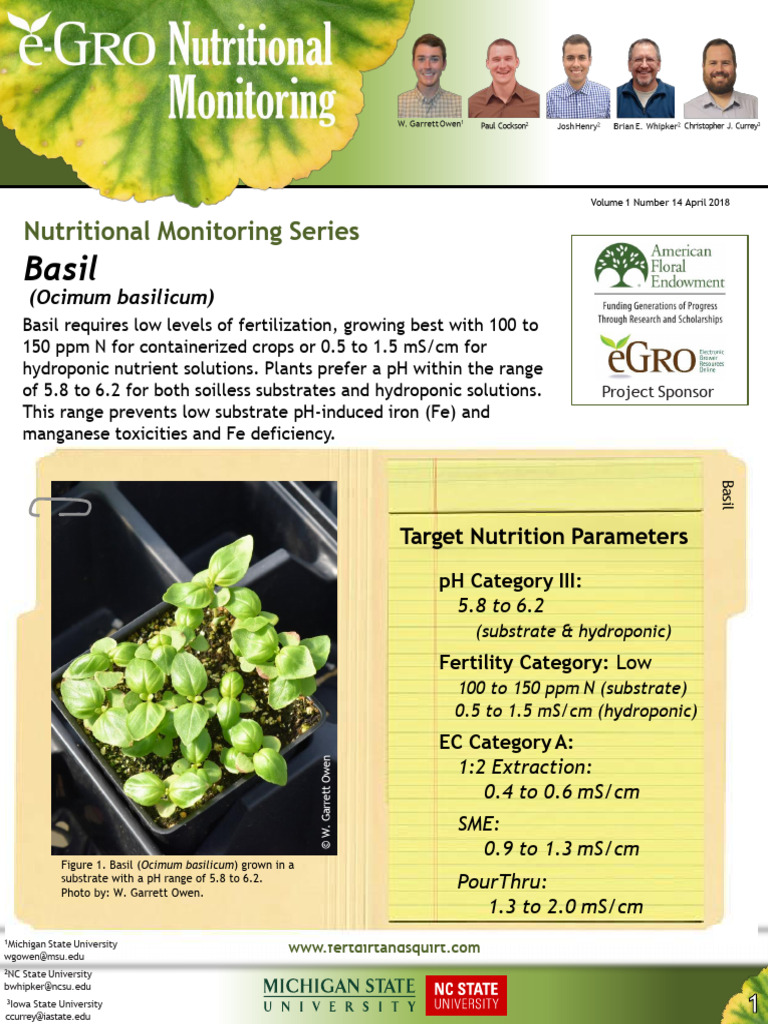Nutritional-Factsheet_Basil | PDF | Fertilizer | Hydroponics