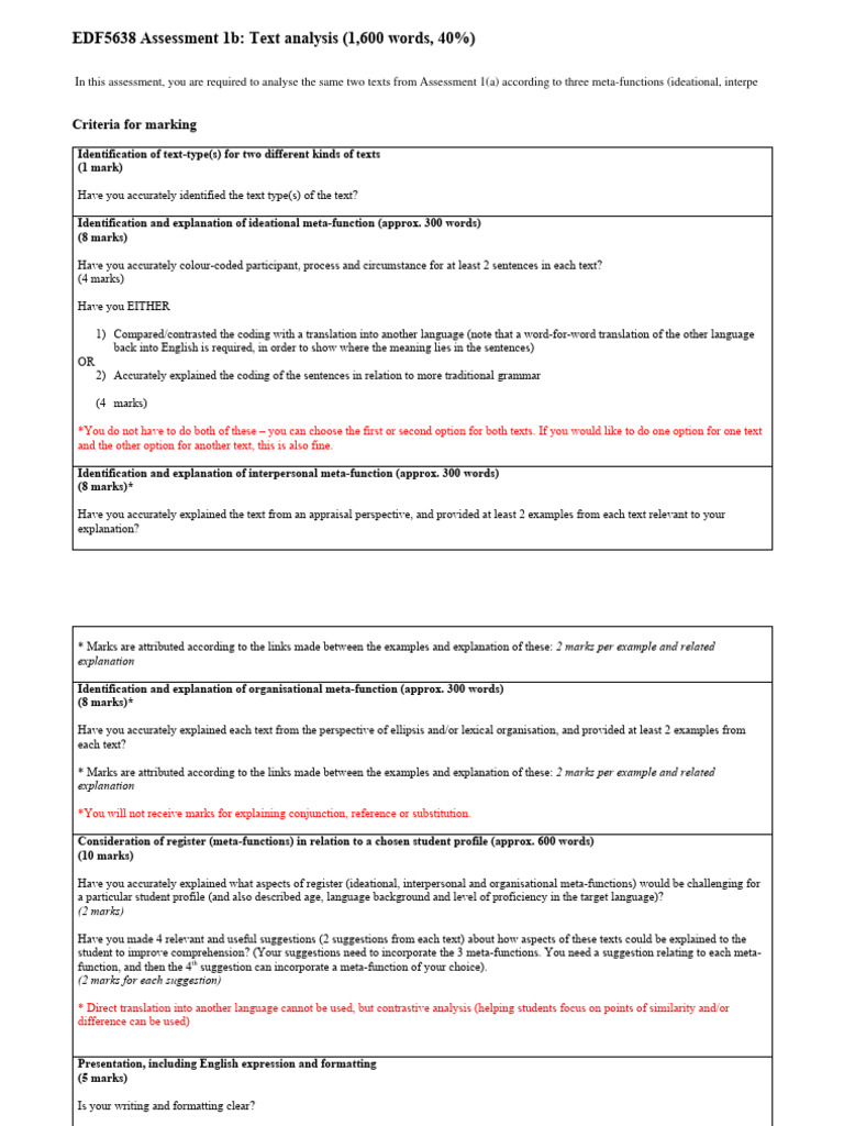 Text Analysis Assessment Criteria Guide | PDF | Translations ...