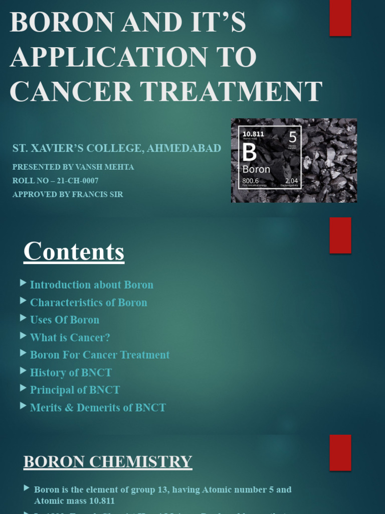 Boron in Cancer Therapy | PDF | Boron | Radiation Therapy