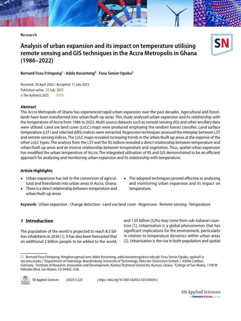 Urban Growth & Temperature in Accra | PDF | Ordinary Least Squares | Coefficient Of Determination