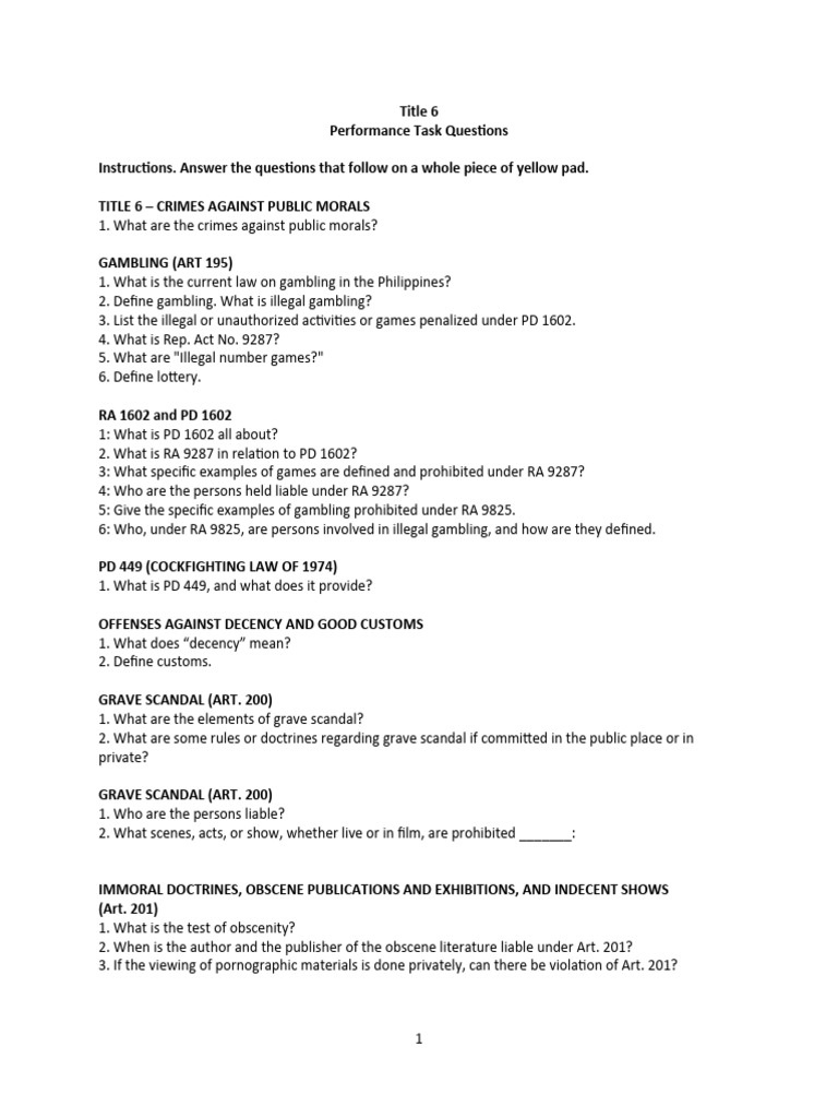 Title 6 PT Questions | PDF | Obscenity | Human Trafficking