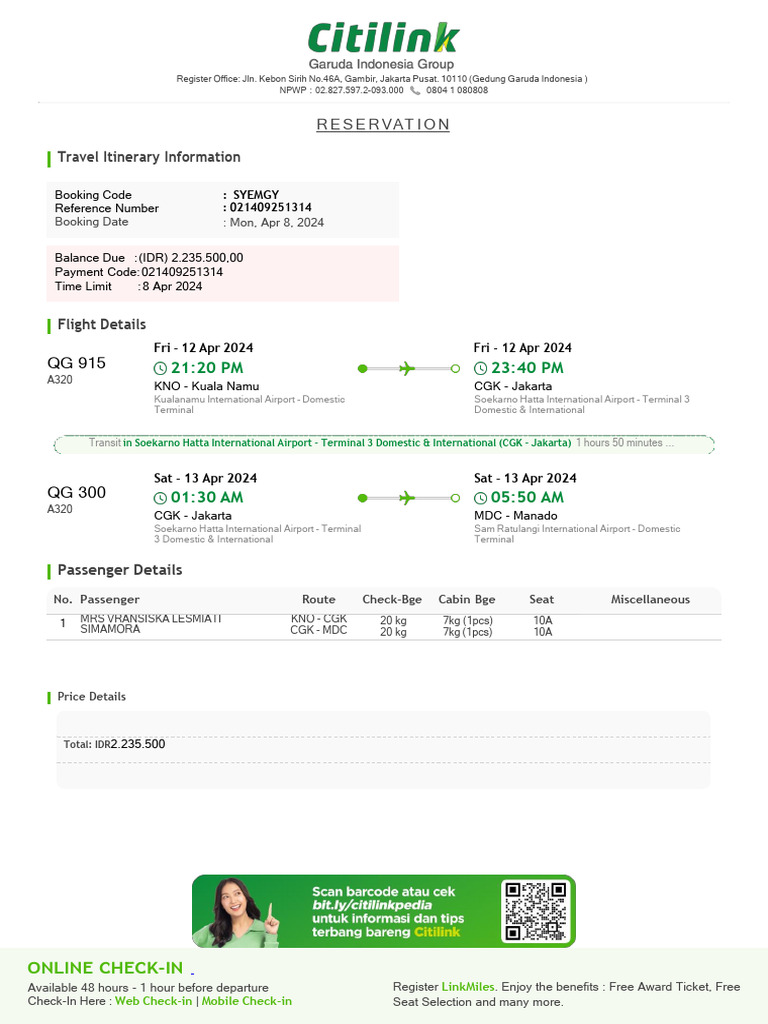 eticket_ KNO - MDC | PDF | Transport | Aviation