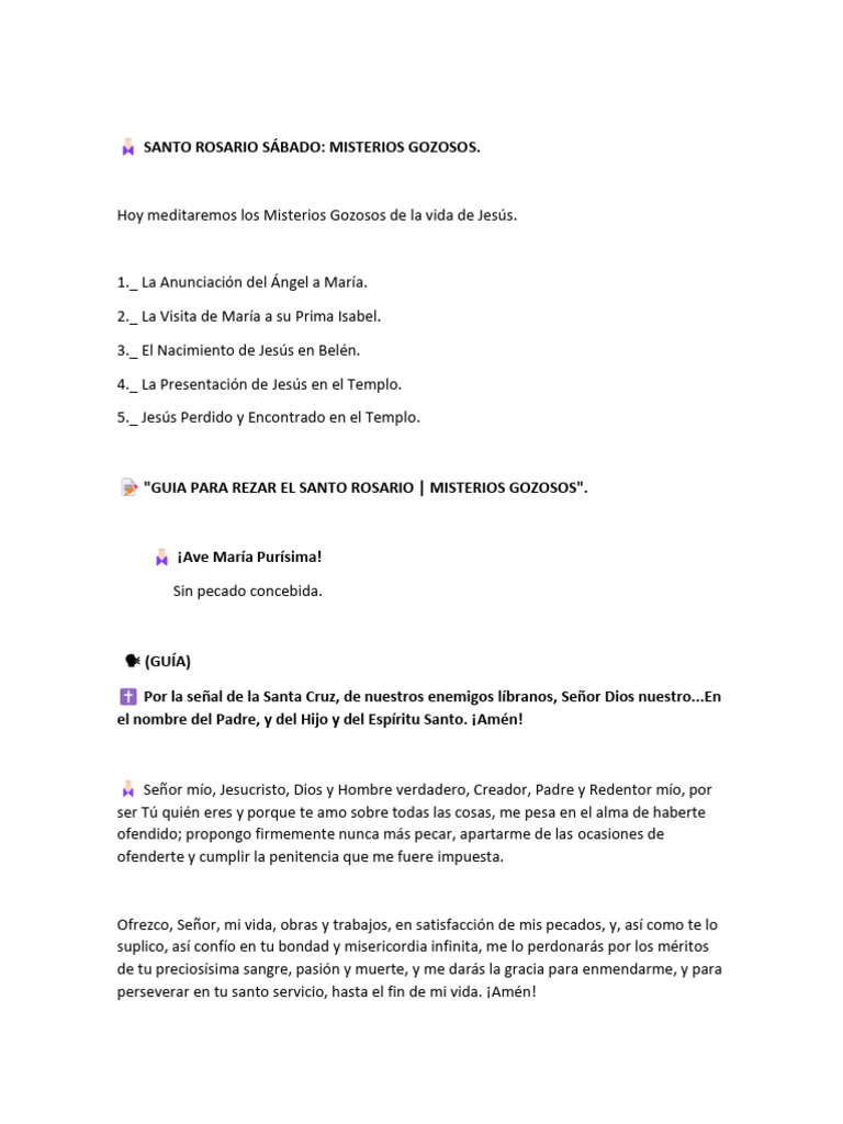 Santo Rosario Gozosos Pdf María Madre De Jesús Cristo Título