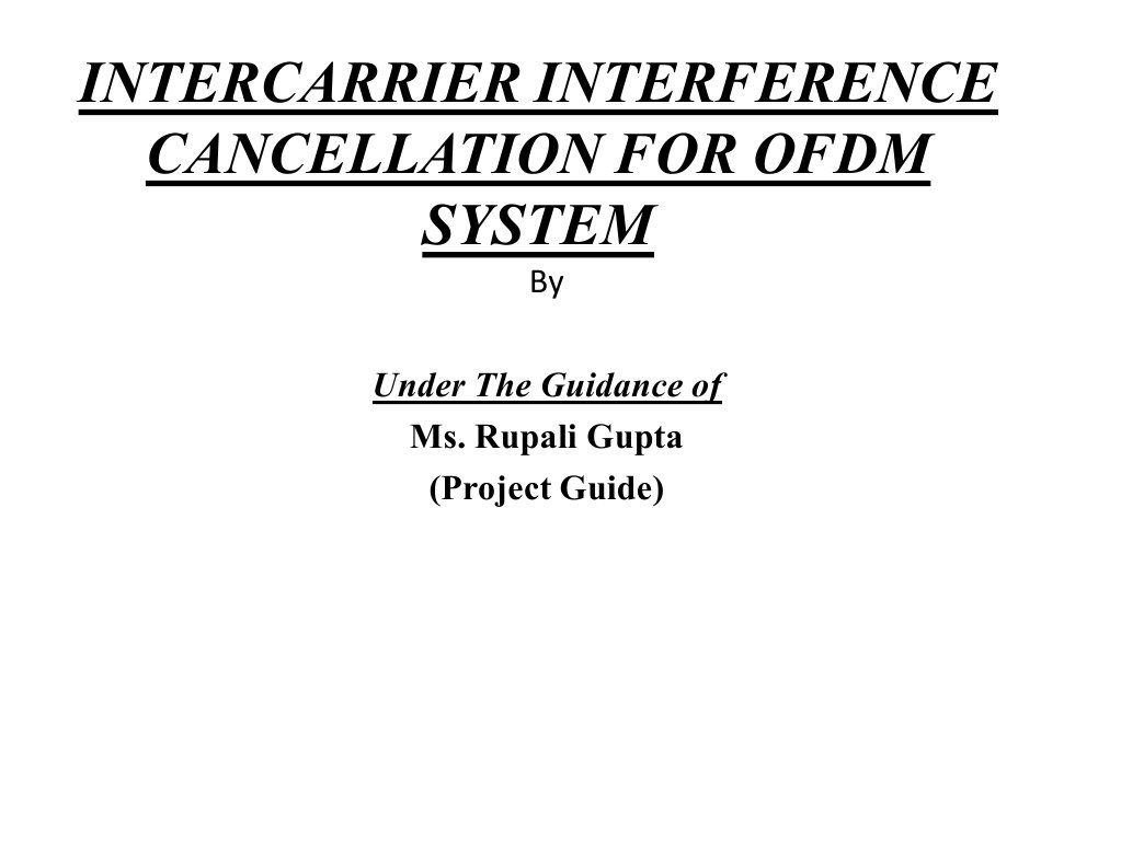 Intercarrier Interference Cancellation For Ofdm System Final Pdf Orthogonal Frequency