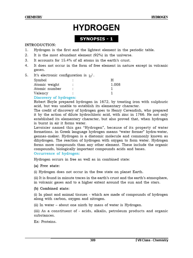 HYDROGEN | PDF | Hydrogen | Redox