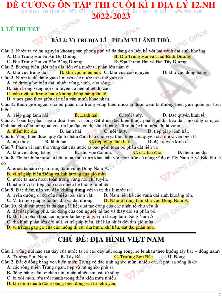 ĐỀ-CƯƠNG-ÔN-TẬP-THI-CK1-ĐỊA-12-TA-2022-HS - Insert Watermark | PDF