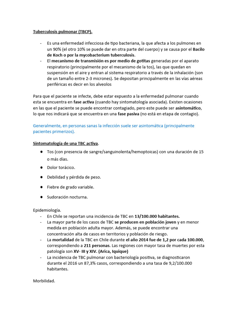Tuberculosis Pulmonar (TBCP) | Descargar gratis PDF | Tuberculosis ...