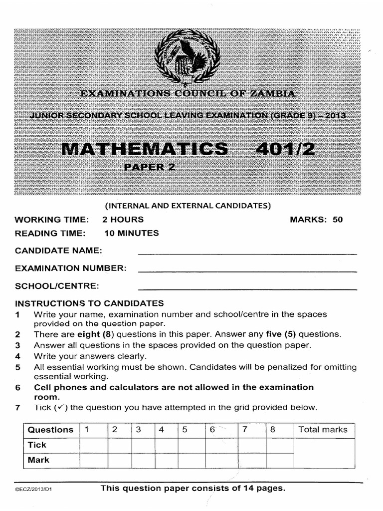 g9 Maths p2 2013 | PDF