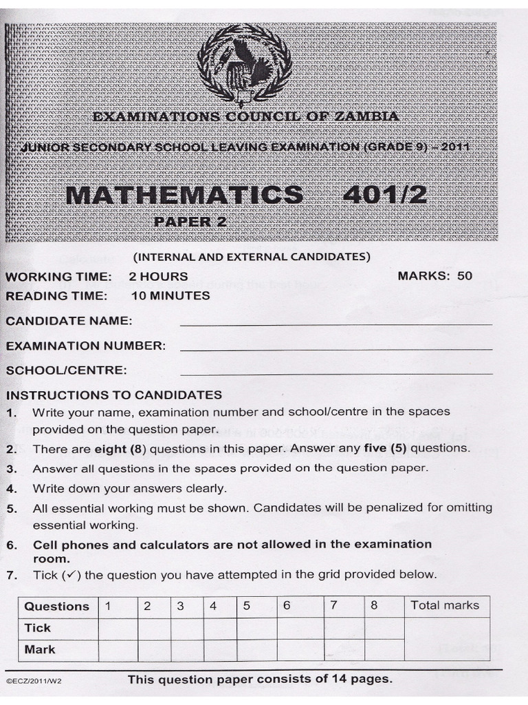 g9 Maths p2 2011 | PDF