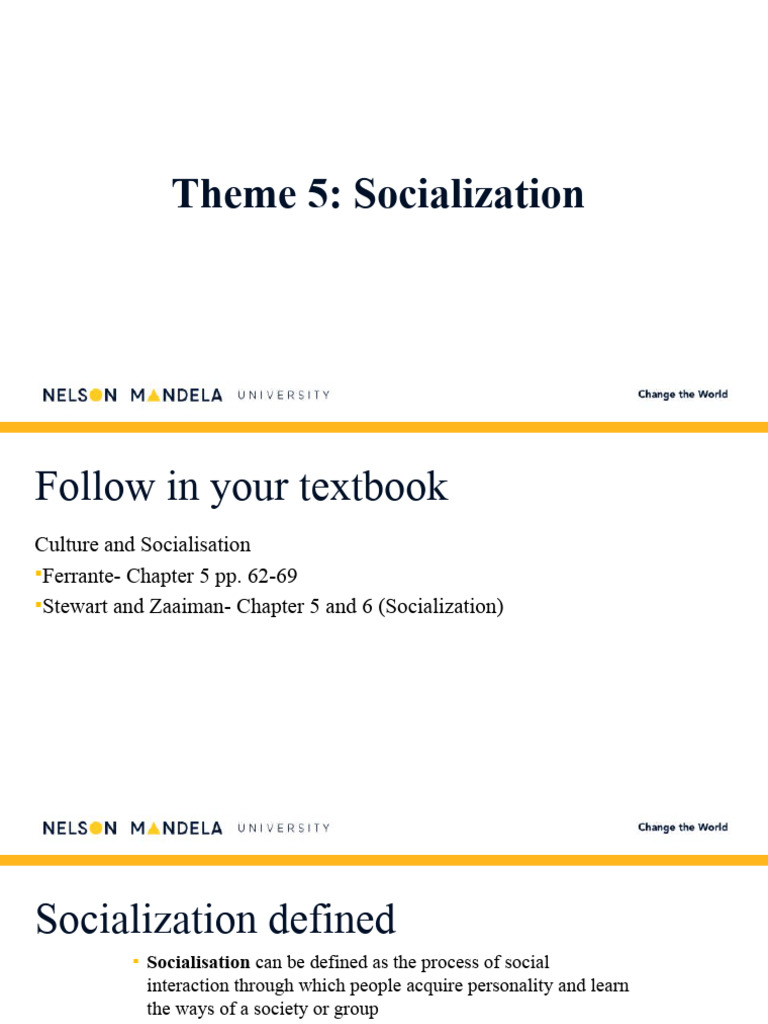 THeme 5 Socialization - Student | PDF | Socialization | Nature Versus ...