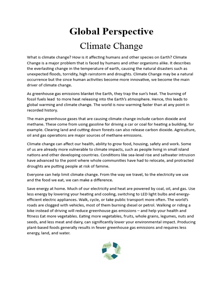 Global Perspective - Climate Change | PDF