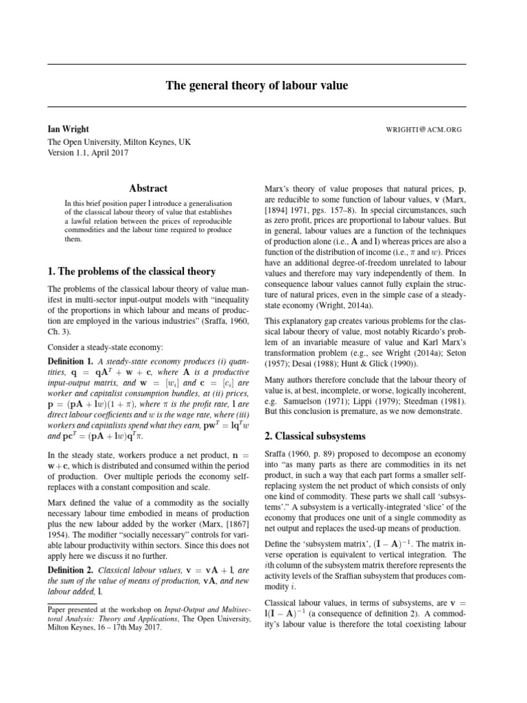General Theory Labour Value2 | PDF | Labour Economics | Value (Economics)