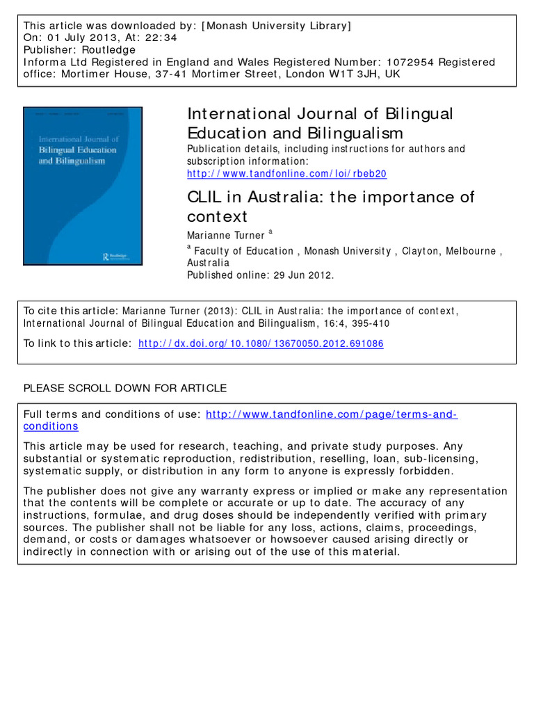 EDF4610_Session 4_CLIL in Australia_ The importance of context | PDF | Second Language ...